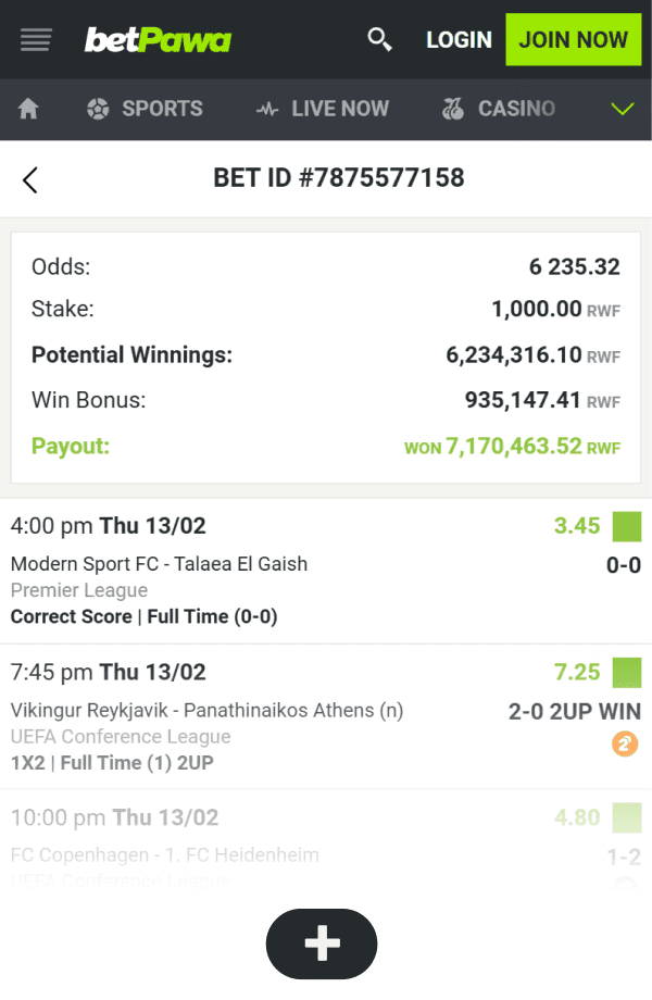 Innocent won 7.17 Million RWF betting on just 6 legs on betPawa ...